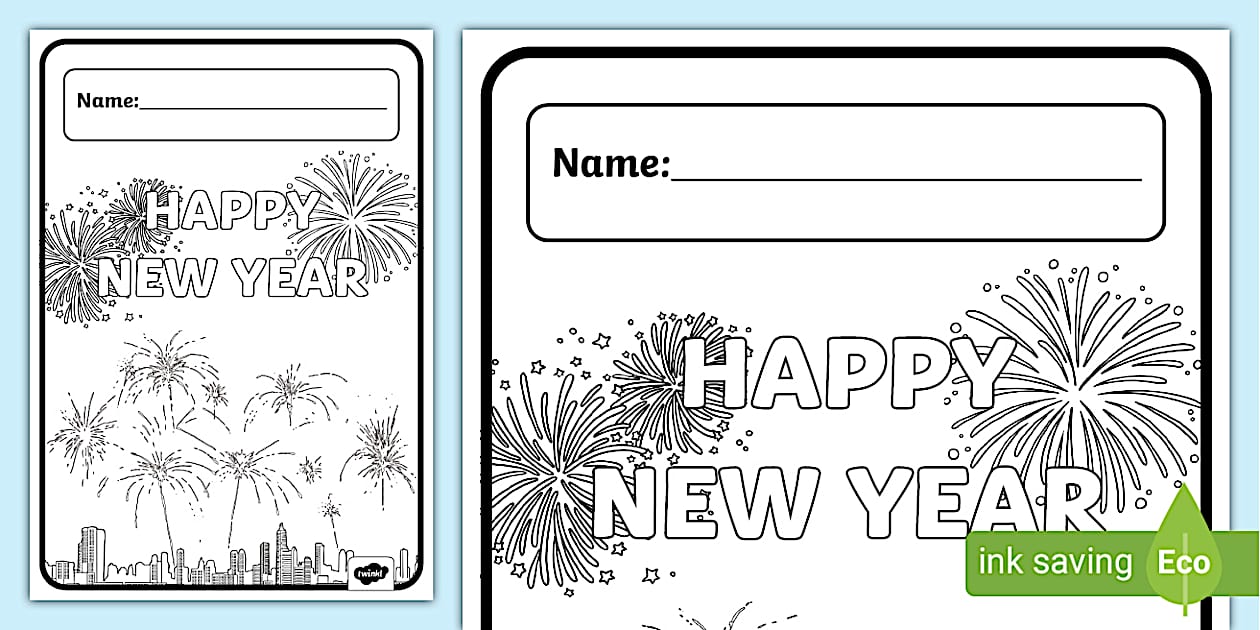 New Year Colouring Book Cover | Twinkl New Year's Book Cover
