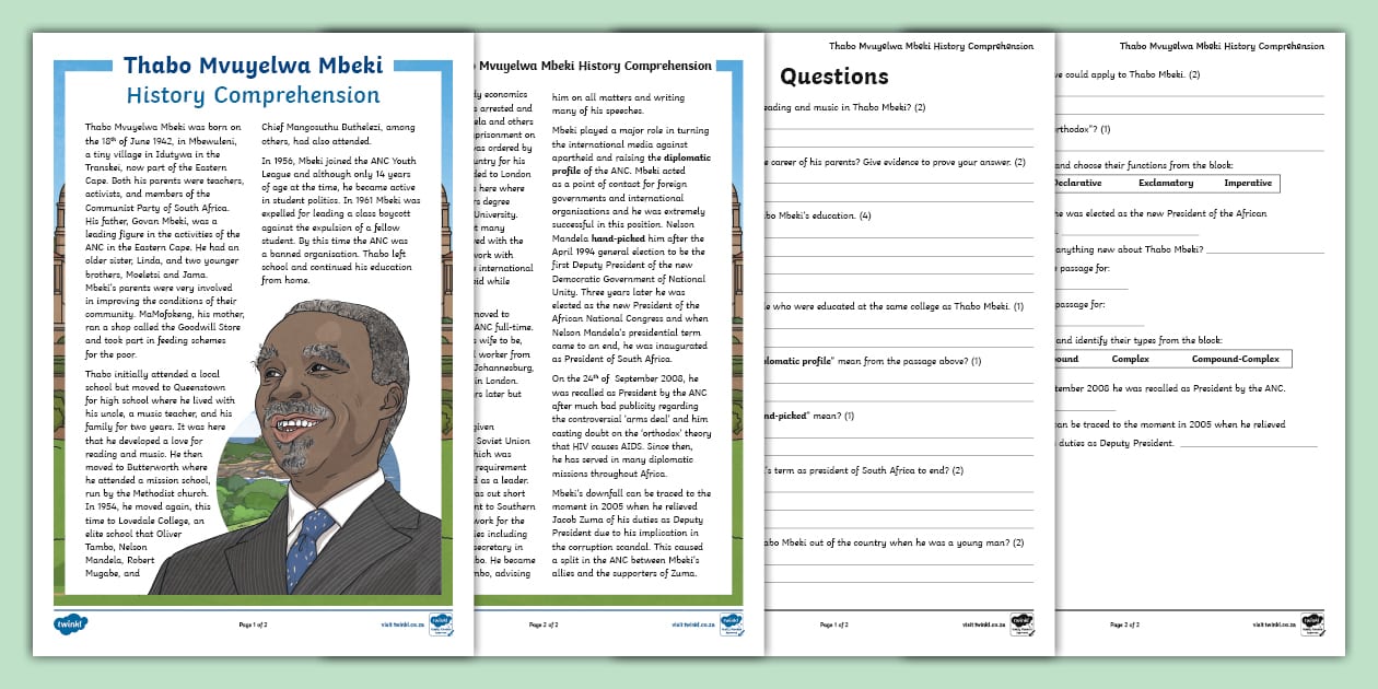 Thabo Mbeki History - Twinkl South Africa