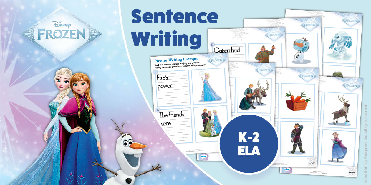 Frozen: Simple Sentence Writing Prompts for K-2nd Grade
