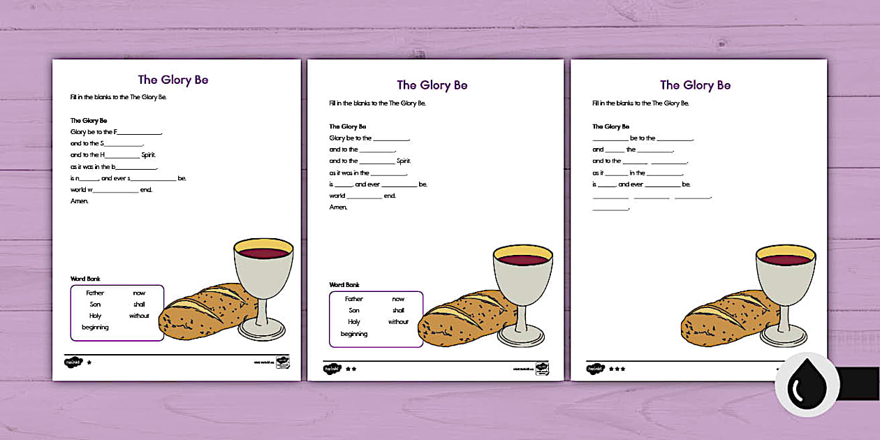 The Glory Be Fill in the Blanks Differentiated Activity