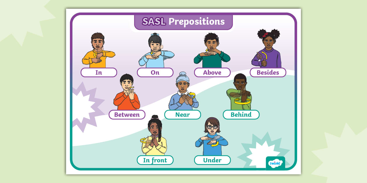 SASL Prepositions Word Mat (teacher made) - Twinkl