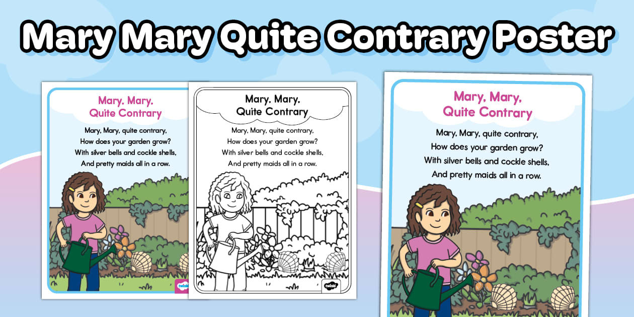 Mary Mary Quite Contrary Nursery Rhyme Poster