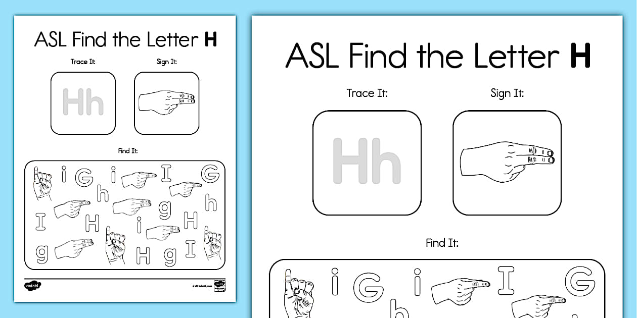 ASL Find the Letter H Worksheet (Teacher-Made) - Twinkl