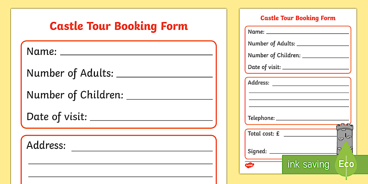 Medieval Castle Role Play Booking Form (Teacher-Made)