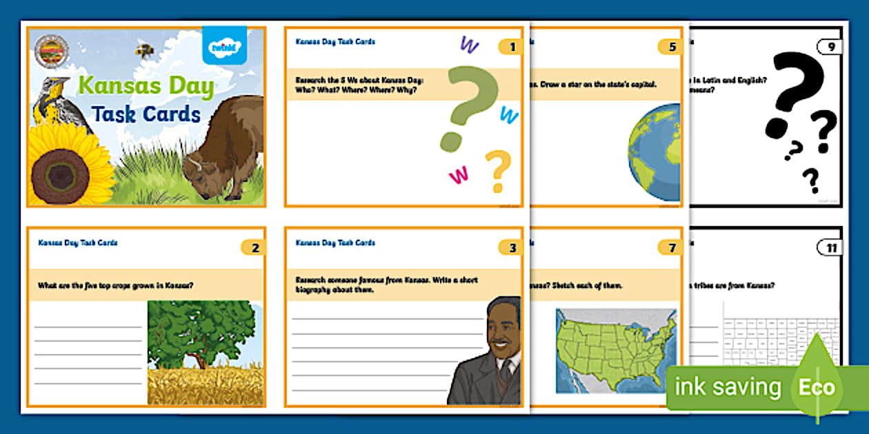 Kansas Day Task Cards | Printable Activity | Twinkl - Twinkl