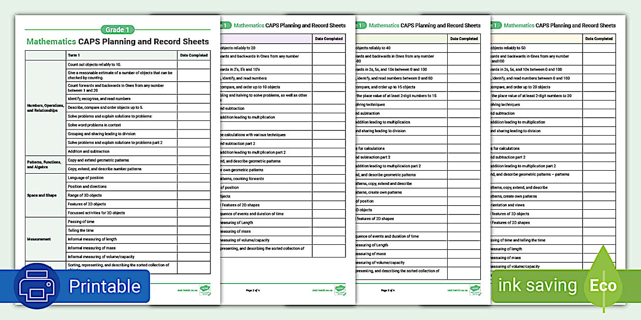 Grade 1 Maths Planning and Record Sheet (teacher made)