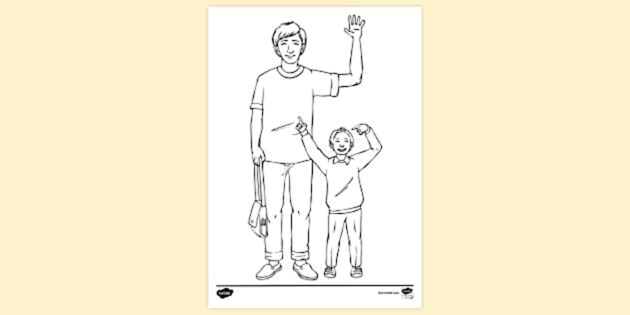 Nicholas is Pointing at Himself and Papa | Colouring Sheets