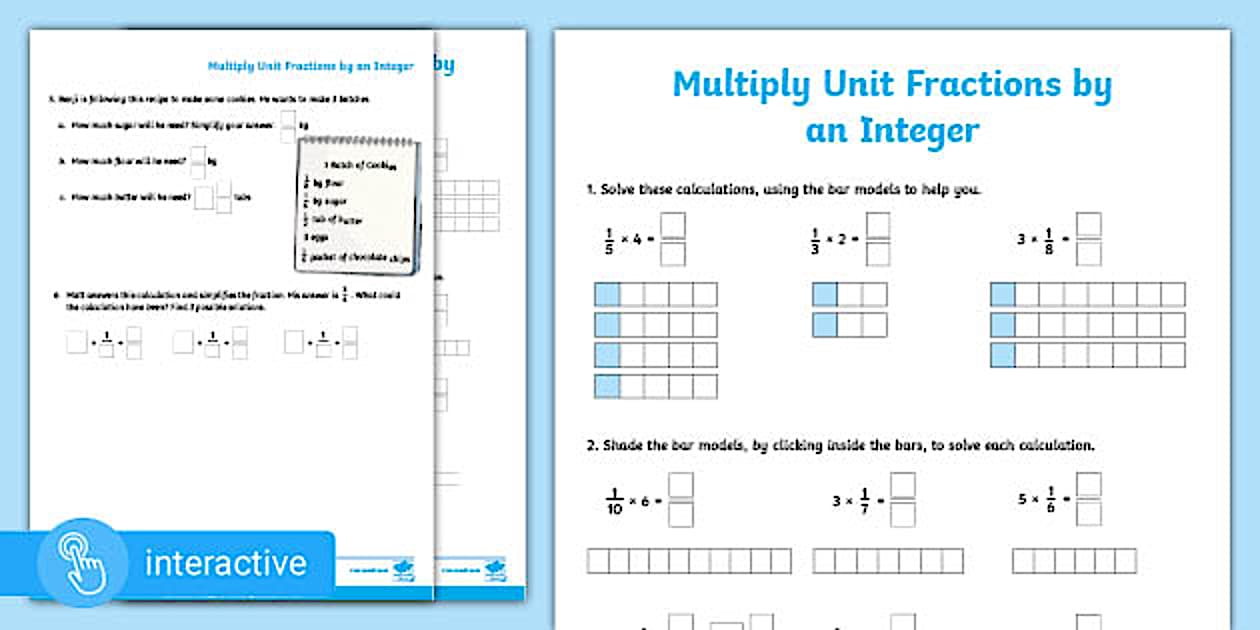 👉 Interactive PDF Y5 WRM Multiply unit fractions by an integer