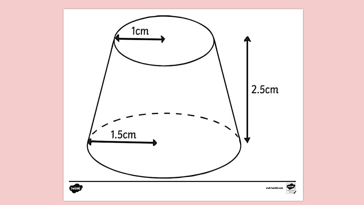 Truncated Cone Volume and Surface Area | Colouring Sheets