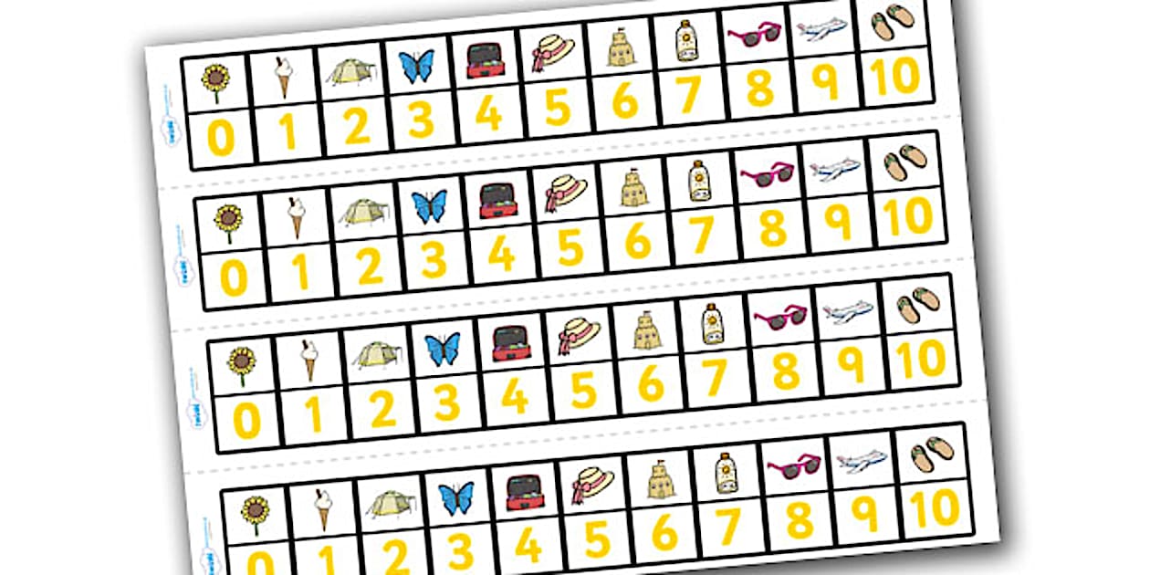 Summer Number Track (1-10) (Hecho por educadores) - Twinkl
