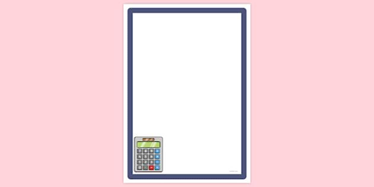 Simple Blank Calculator Icon Page Border | Page Borders