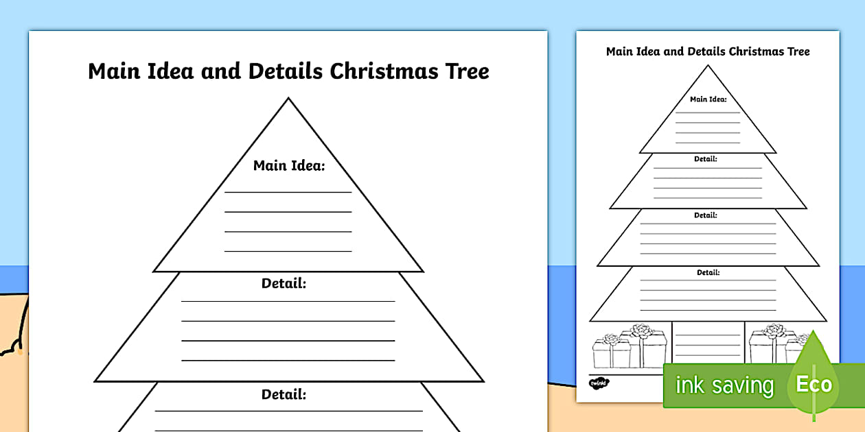 Main Idea and Details Christmas Tree Activity - Twinkl