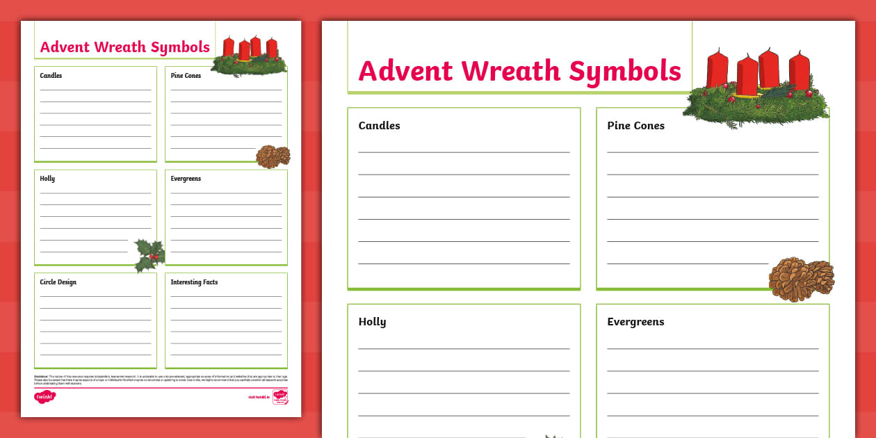 Advent Wreath Symbols Fact File Template (teacher made)