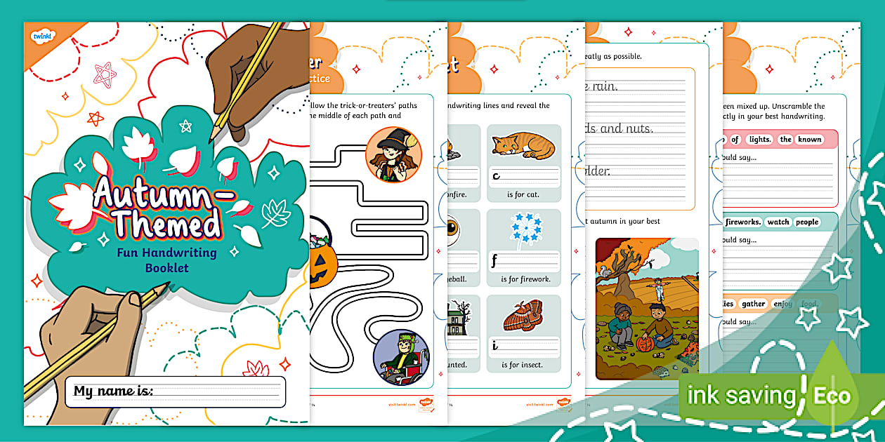 Autumn-Themed Fun Handwriting Booklet (Ages 5 - 7) - Twinkl
