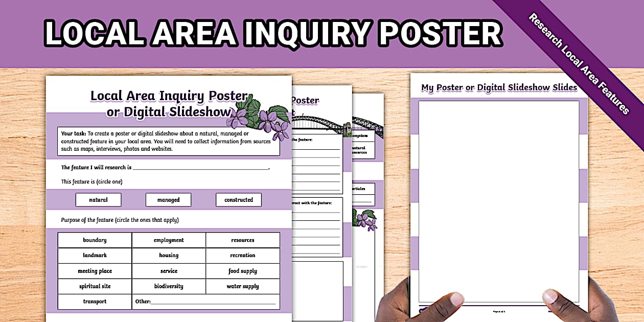 Local Area Inquiry Poster activity sheets for Geography
