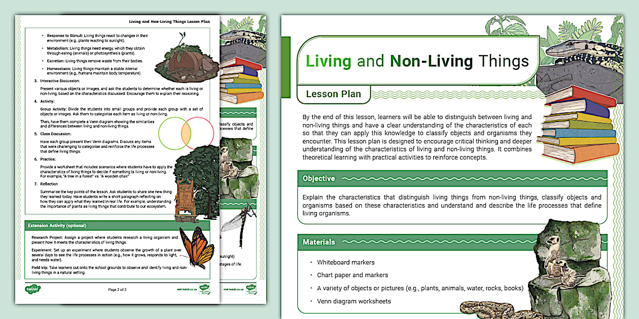 Lesson on Living and Non-living Things | Twinkl Lesson Plan
