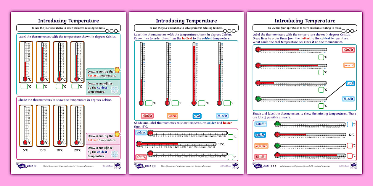 👉 Temperature Differentiated Maths Worksheets - Twinkl