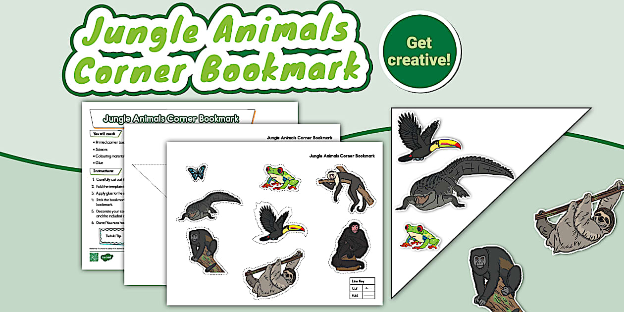 Jungle Animals Corner Bookmark