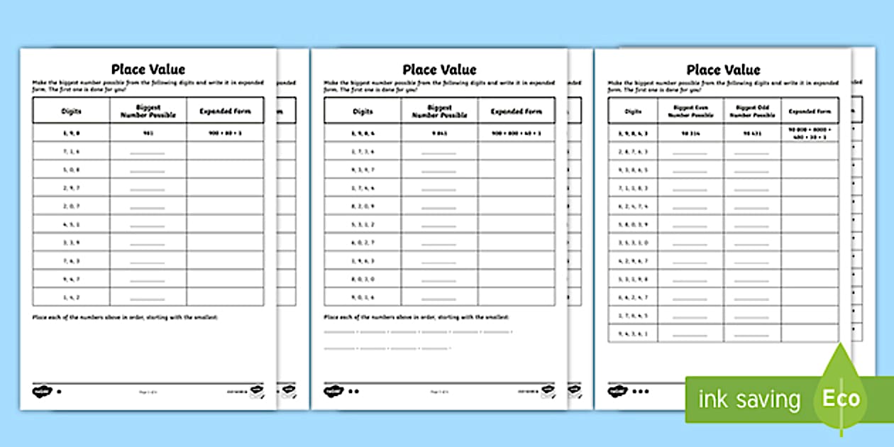Place Value Differentiated Worksheets (Teacher-Made)