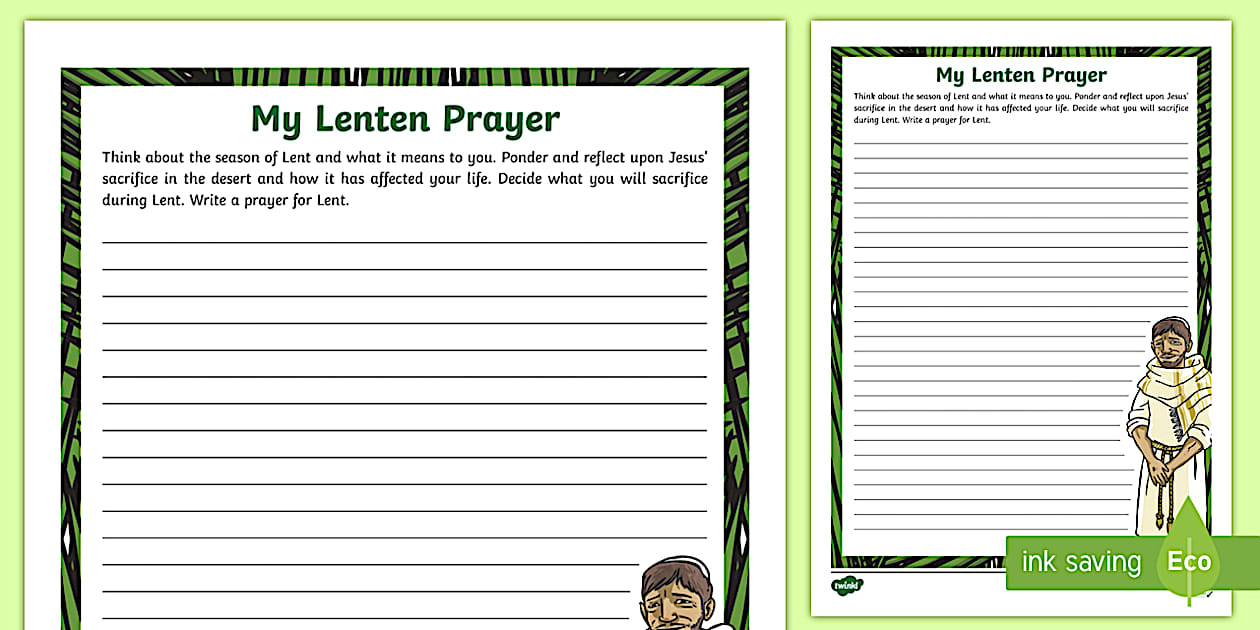 My Prayer For Lent Worksheet | Shrove Tuesday Prayer