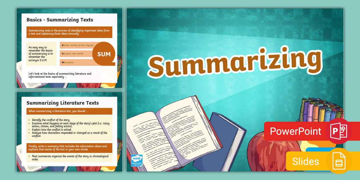 Sixth Grade Summarizing PowerPoint & Google Slides
