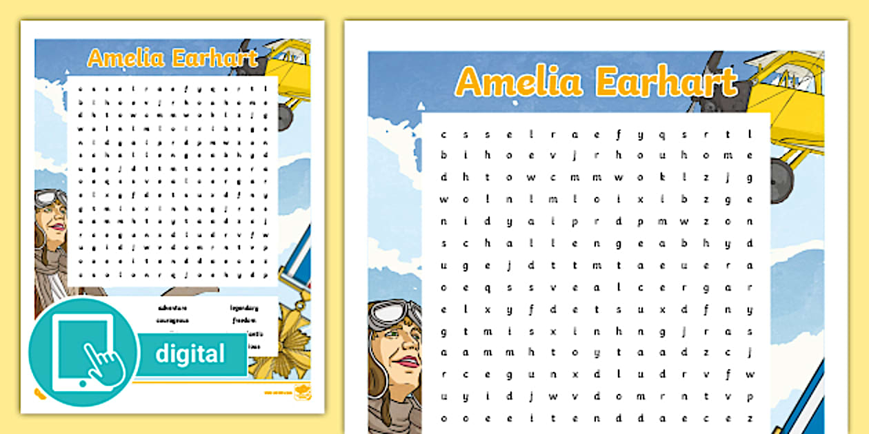 Amelia Earhart Word Search Activity for Kids | Twinkl USA