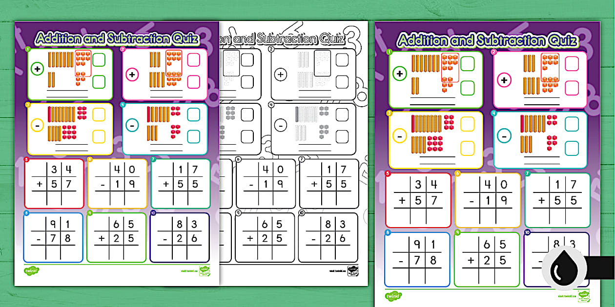 Addition and Subtraction With Regrouping Mini Assessment