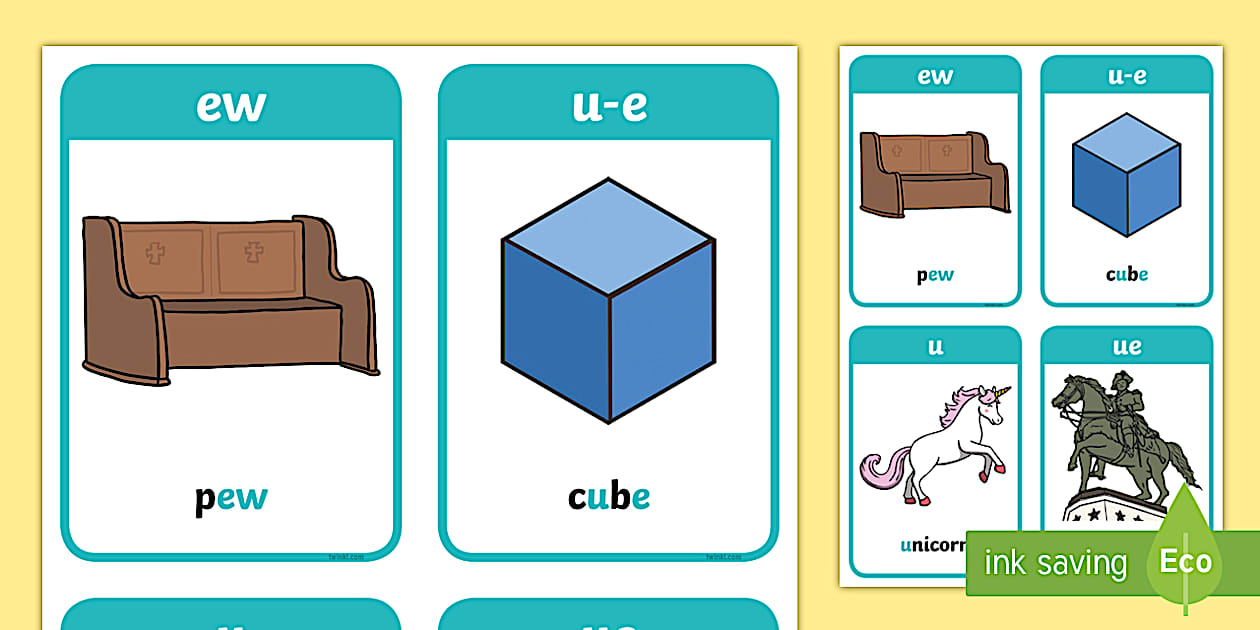 Editable Long ew Sound Family Flashcards (teacher made)