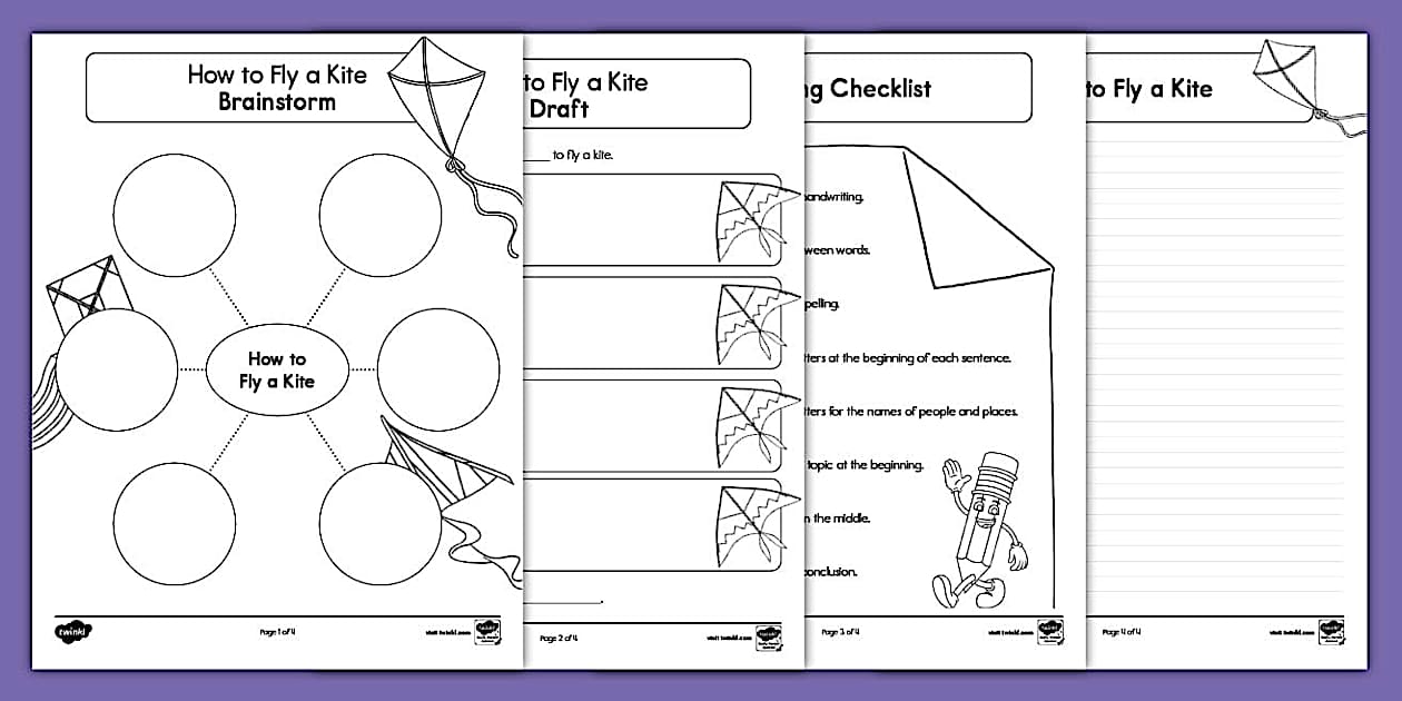 First Grade How to Fly a Kite Writing Prompt Worksheet