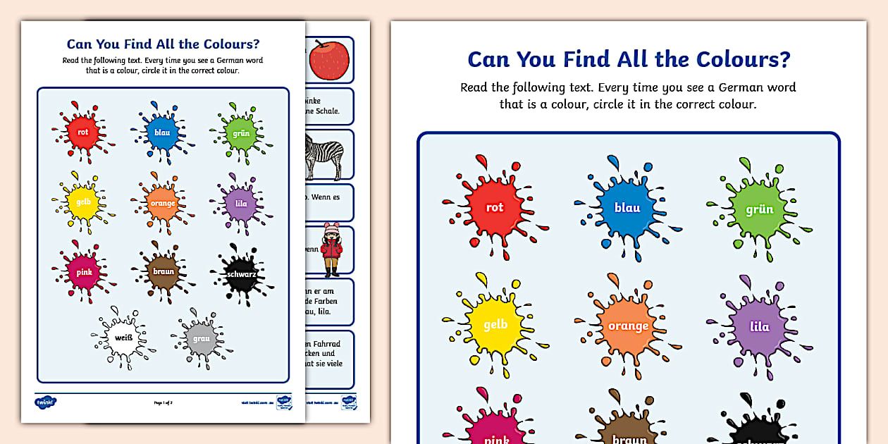 Colours - German Reading Comprehension