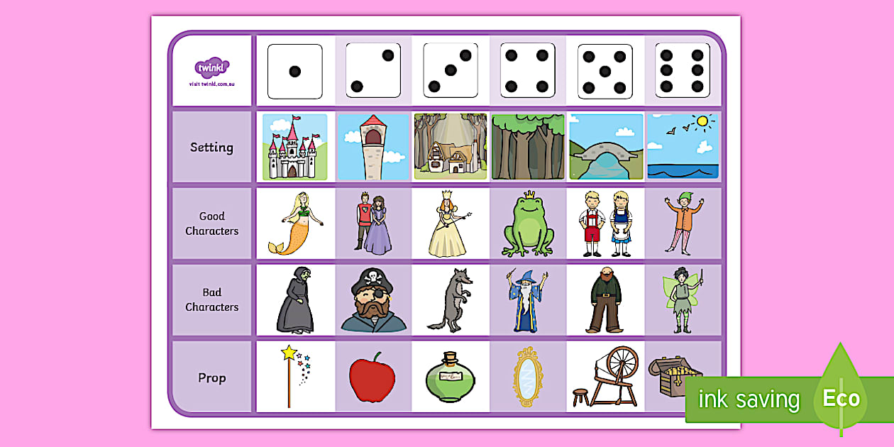 Fairytale Storytelling Prompt Dice Game (teacher made)