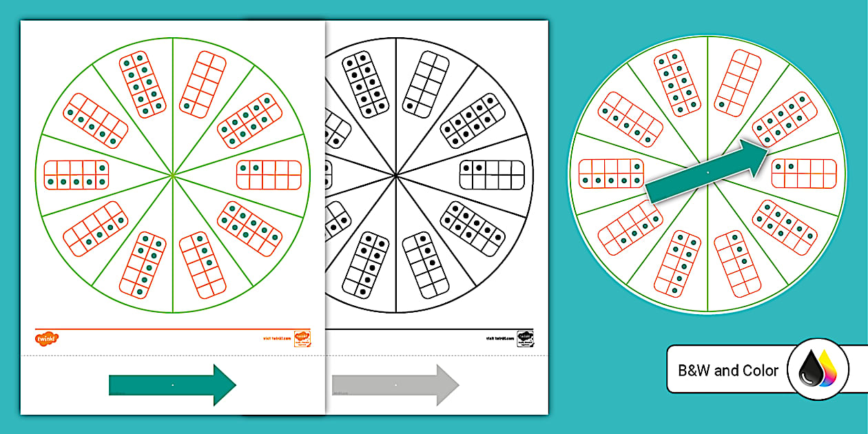 Ten Frame Spinner for Math Centers (professor feito)