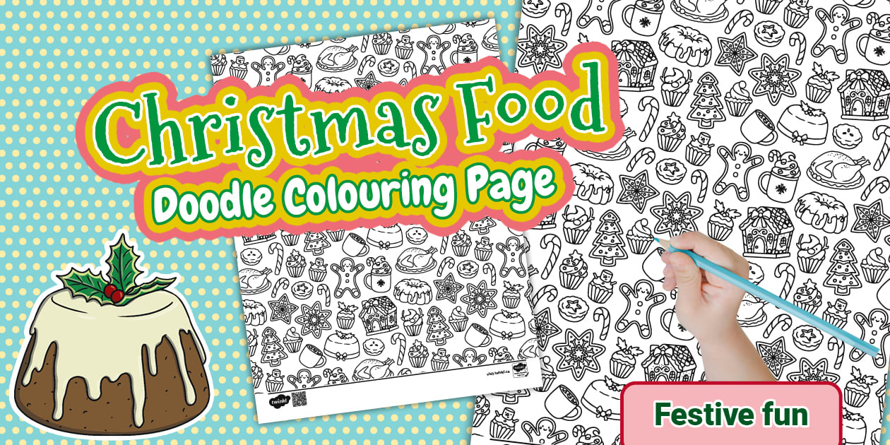 Christmas Food Doodle Colouring Page