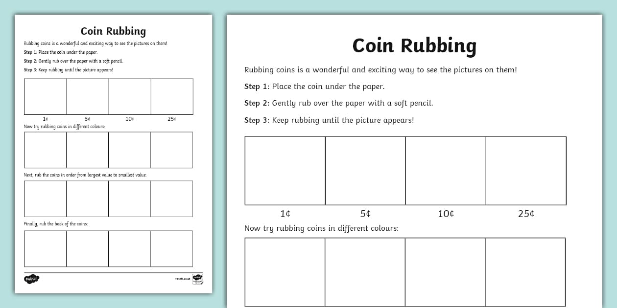 Cayman Islands Coin Rubbing Worksheet (teacher made)