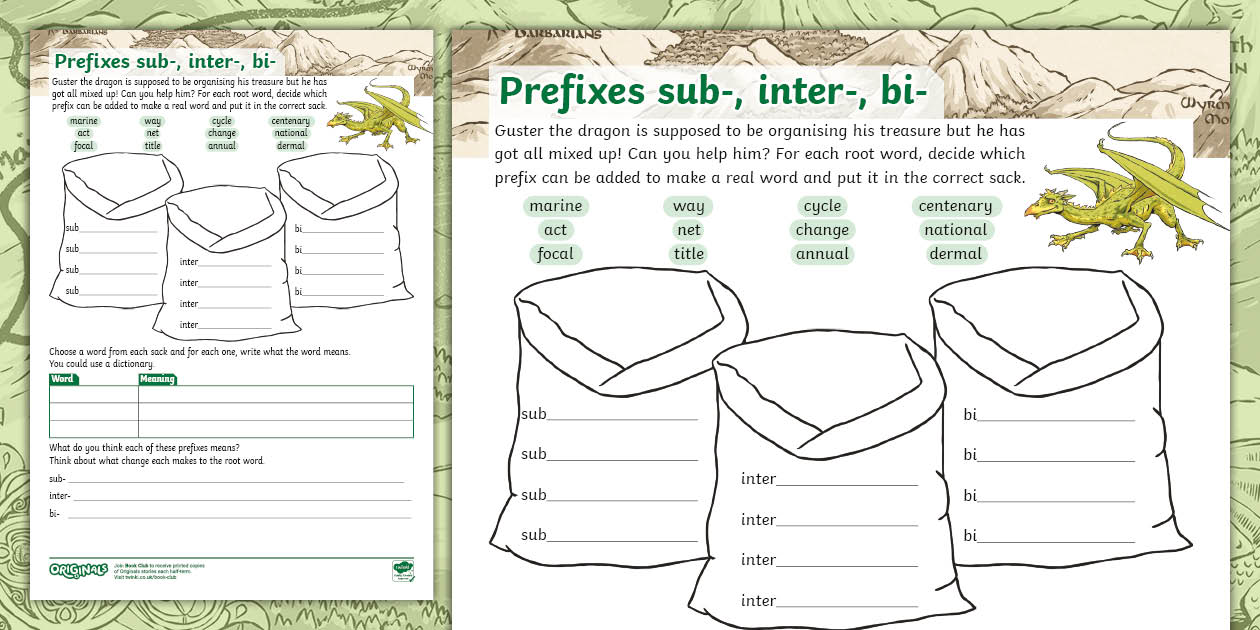 The Wyrmstooth Crown KS2 Prefixes Worksheet - Twinkl