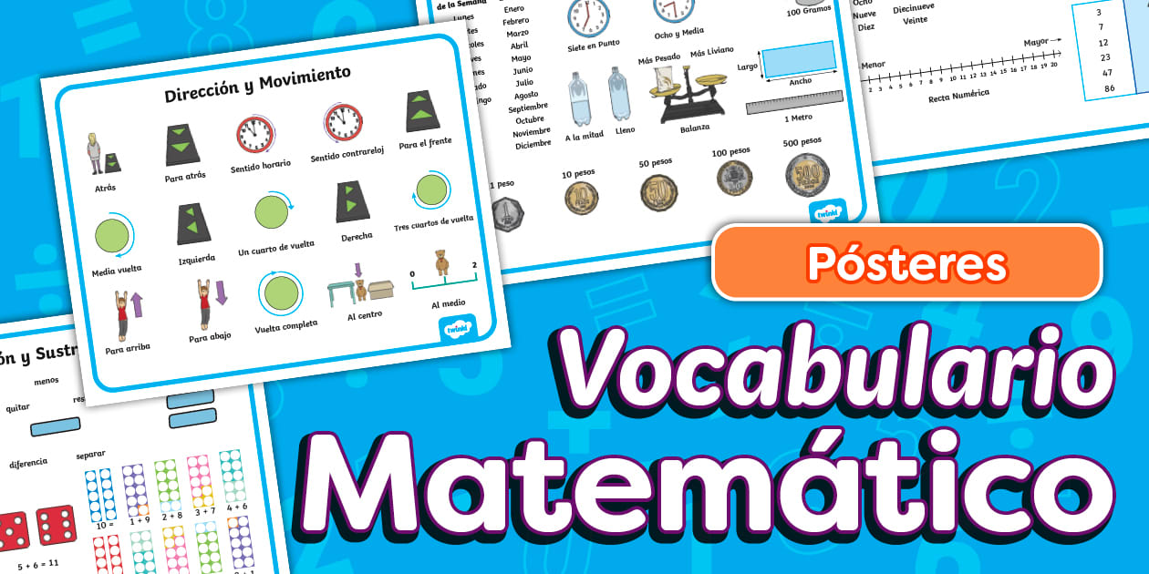 Póster | Vocabulario Matemático | 1°|2°|3°|4°