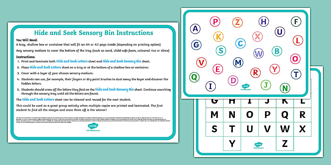 Alphabet 'Hide and Seek' Sensory Bin and Resource Pack
