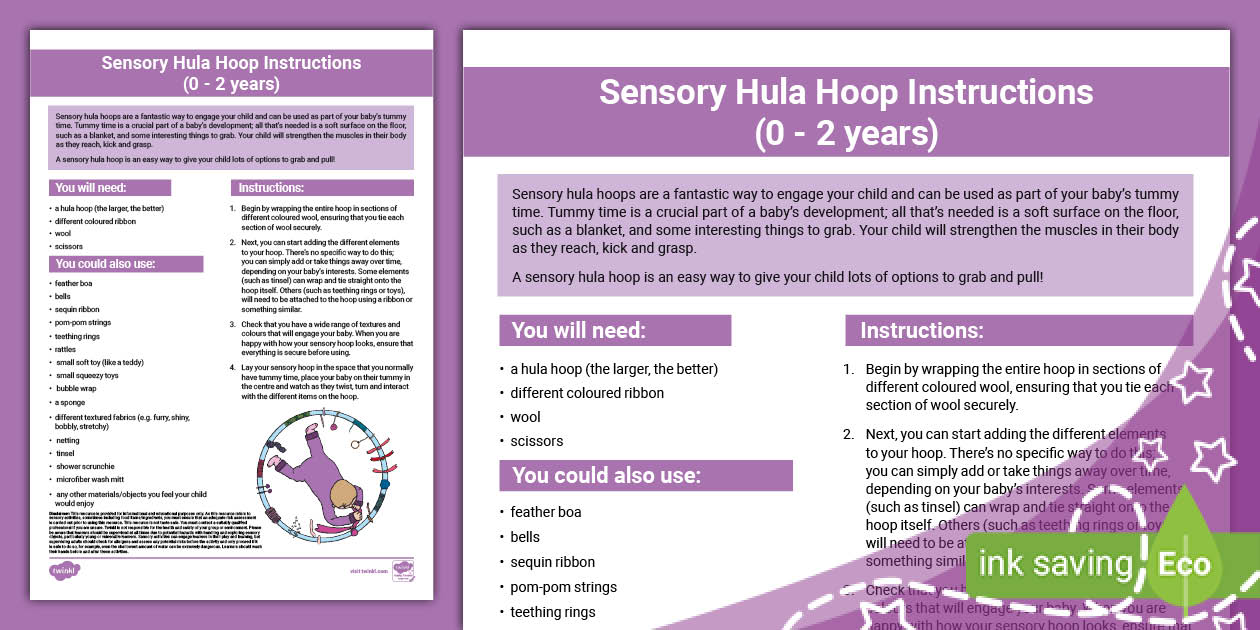 Sensory Hula Hoop Instructions (Ages 0 - 2) (teacher made)