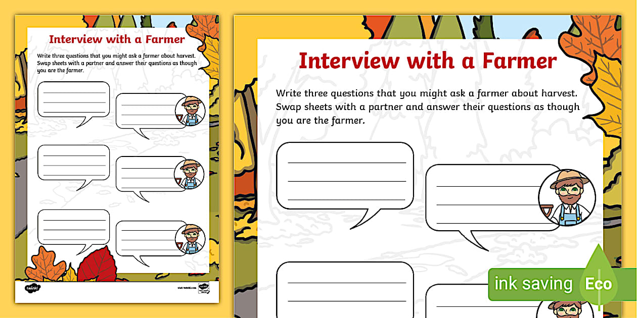 Harvest Interview With A Farmer Worksheet - Twinkl