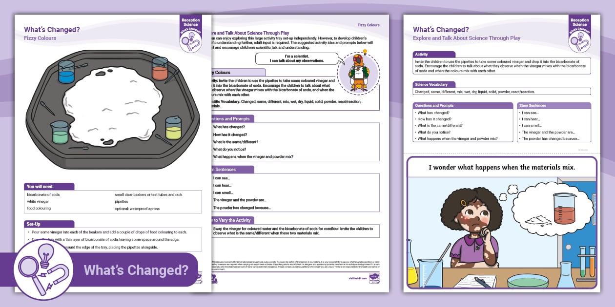 EYFS Science What's Changed? Activity Tray: Fizzy Colours