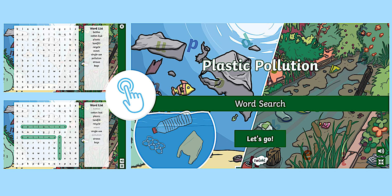 Plastic Pollution Interactive Word Search - Twinkl