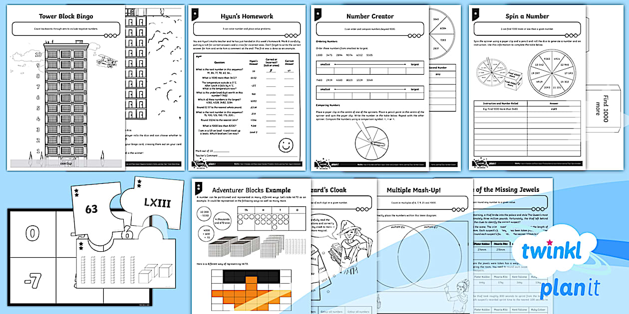 PlanIt Maths Y4 Number and Place Value Home Learning Activity Pack