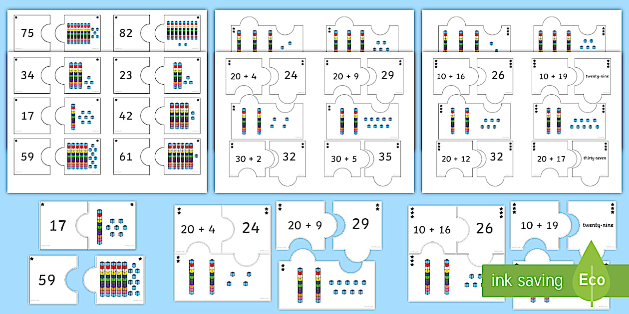 Place Value within 100 Differentiated Jigsaw Cut-Outs