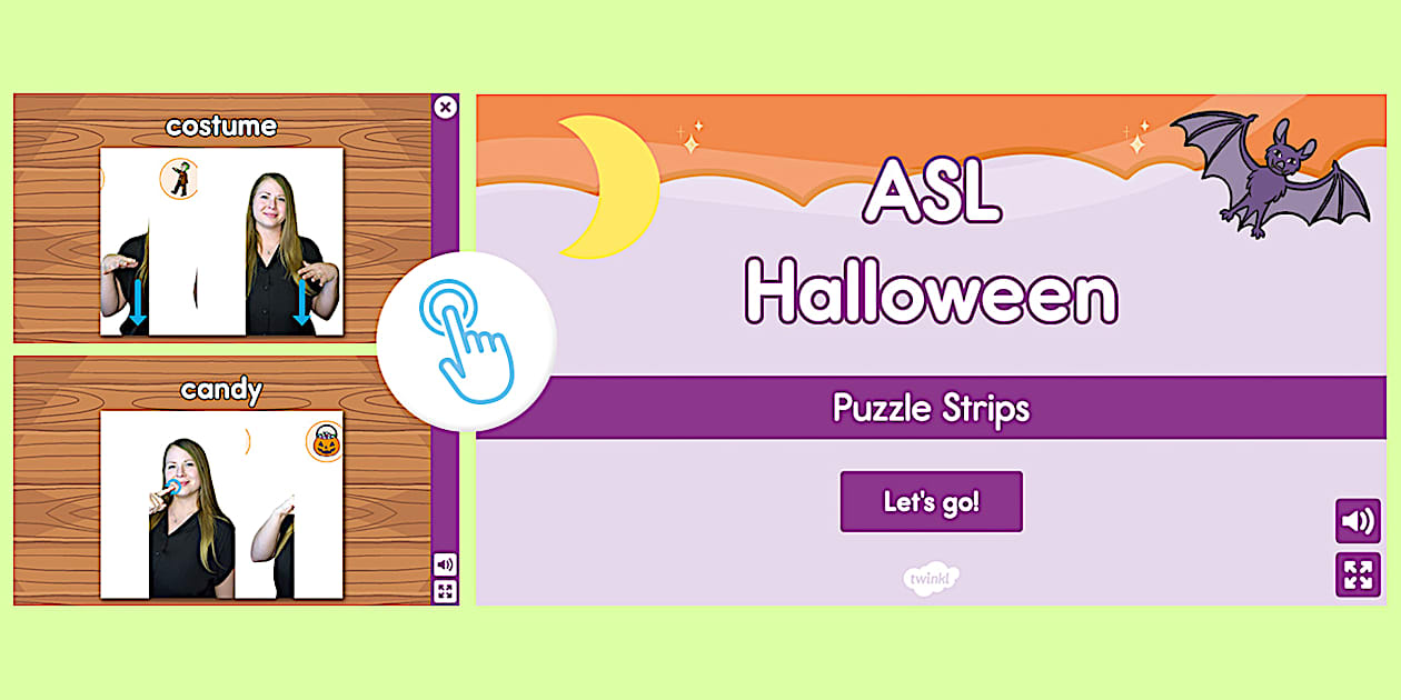 ASL Halloween Interactive Puzzle Strips - Twinkl