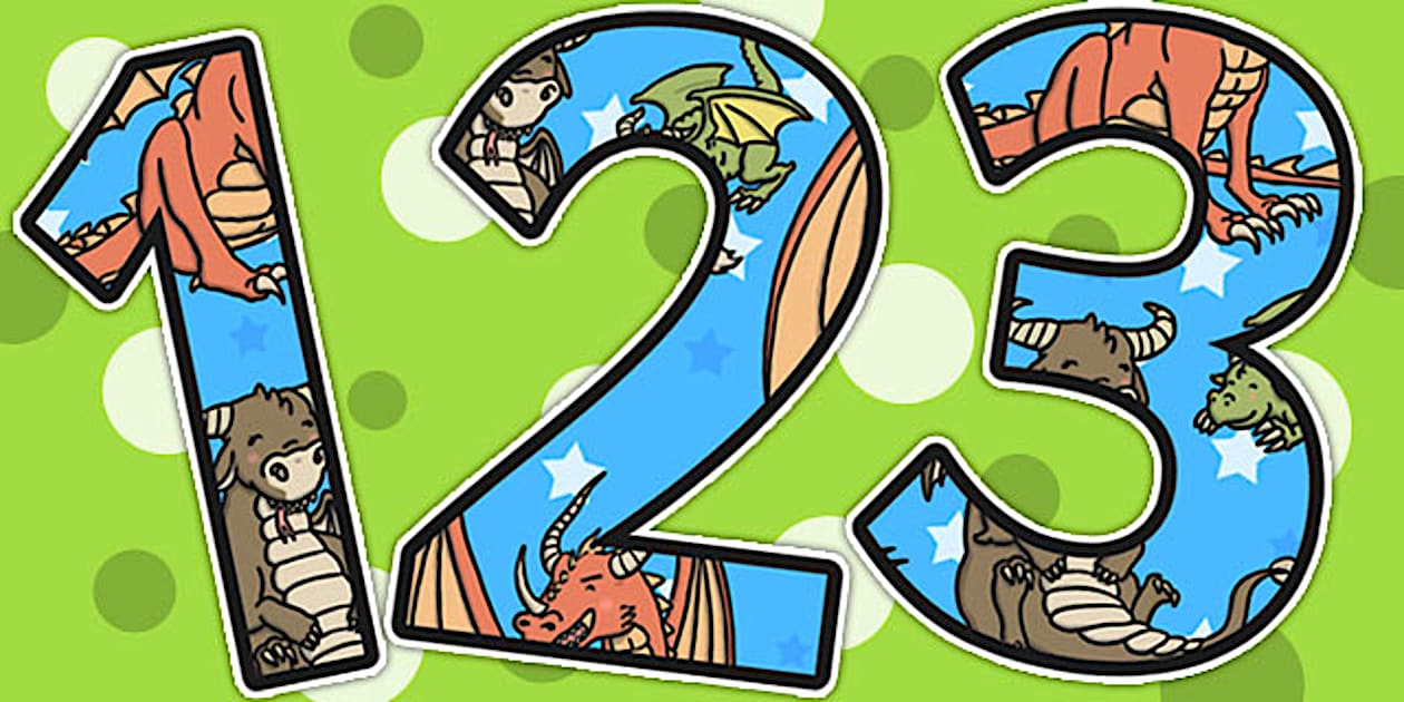 Dragon Themed Display Numbers - Twinkl