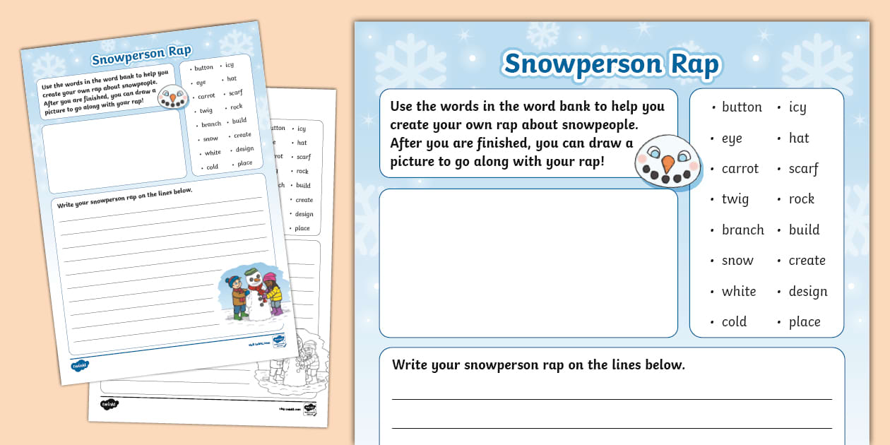 Snowperson Rap Writing Template (teacher made) - Twinkl