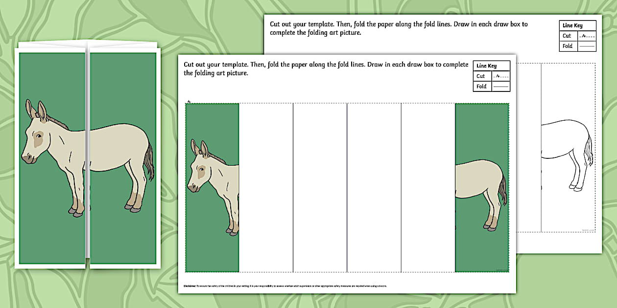 Donkey Folding Art Template (teacher made) - Twinkl