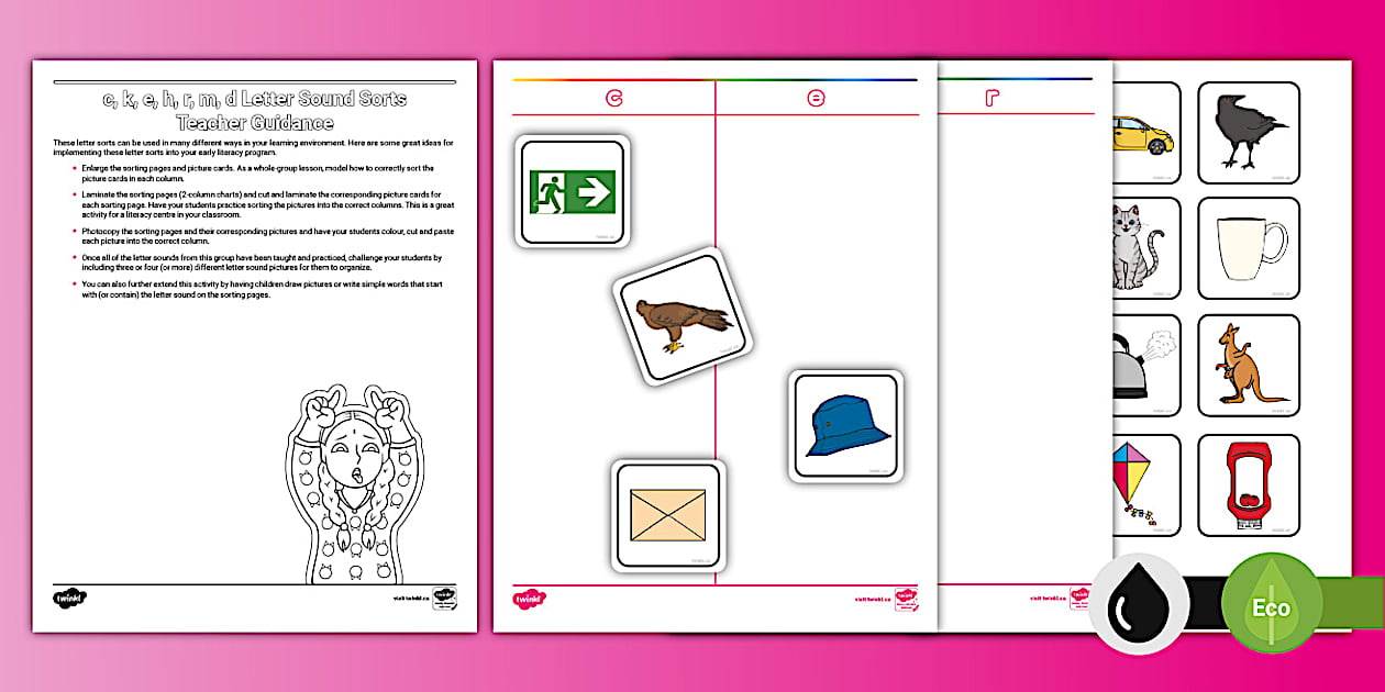 Phonics Canada: Group 2 (c,k,e,h,r,m,d) Letter Sound Sorts