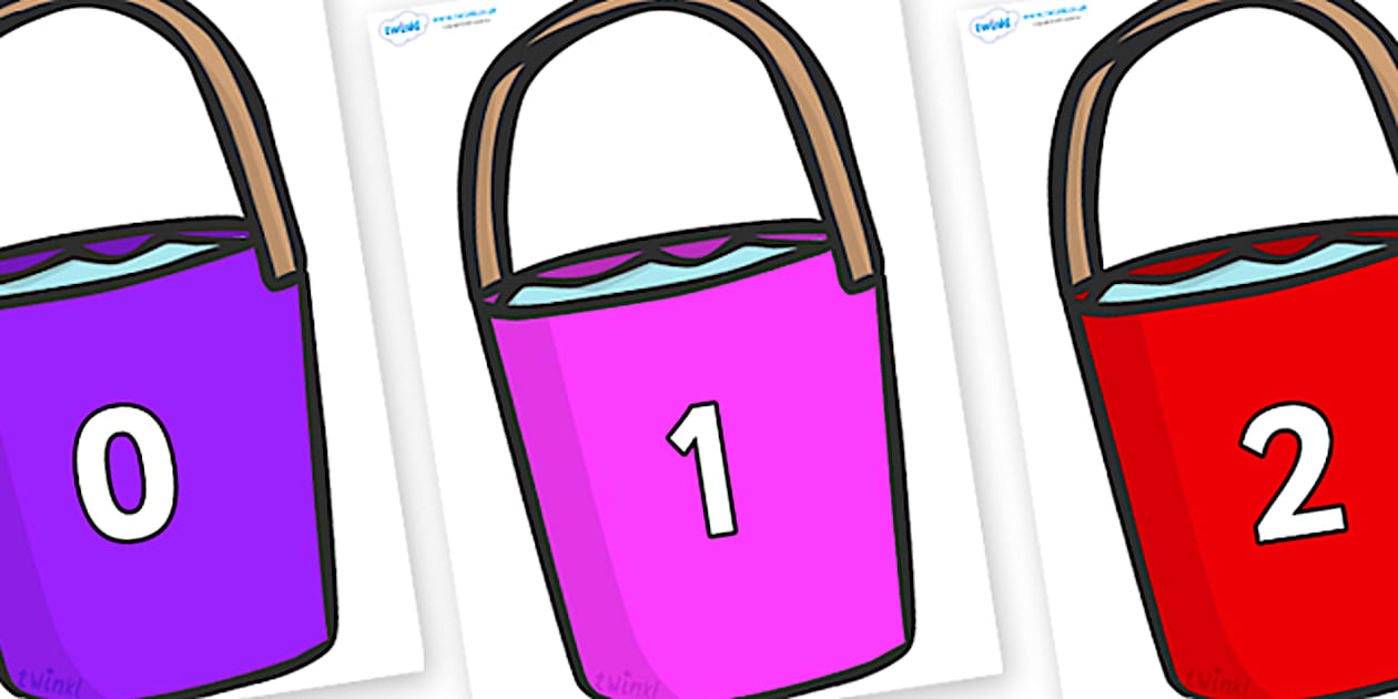 Numbers 0-50 on Buckets (teacher made) - Twinkl