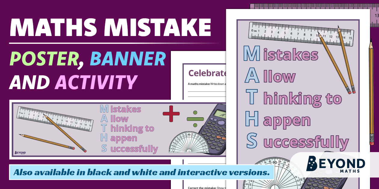Maths Mistake Poster, Banner Activity Sheet